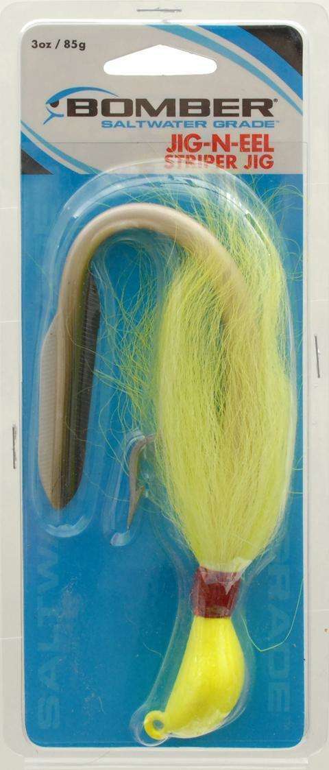 Bomber Lures Yellow Jig-N-Eel Striper Jig 3 Ounce - Large & Tough Size ...