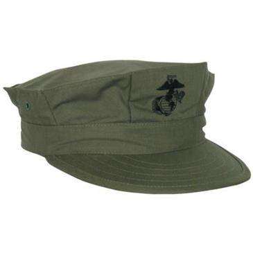 Large Olive Drab W/ USMC Emblem 8 Pointed Fatigue Marines Cap USMC USN ...