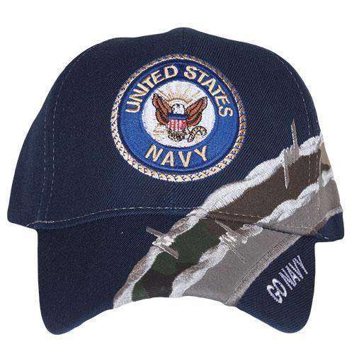 Navy Barbwire Embroidered Go Navy Ball Cap - Adjustable back via hook ...