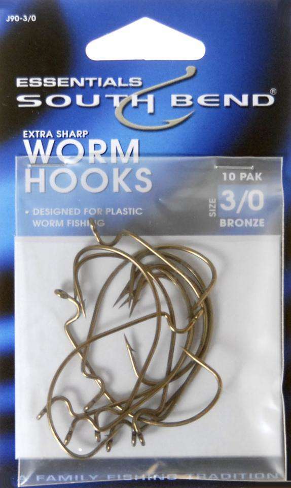 South Bend Bronze Extra Sharp Worm Hooks 9 Pack Size 5/0 - Ideal For ...