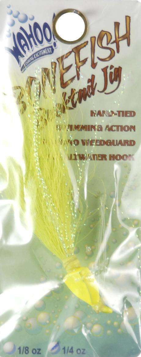 Wahoo Fishing Chartreuse Bonefish Bucktail Jig .25 Ounce - Saltwater ...