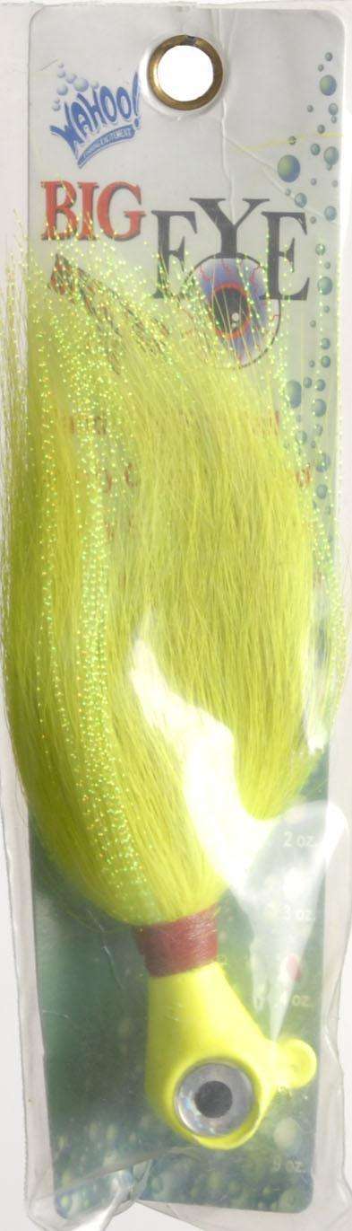 Wahoo Fishing Products Chartreuse Big Eye Bucktail Jig 4 Ounce - High ...