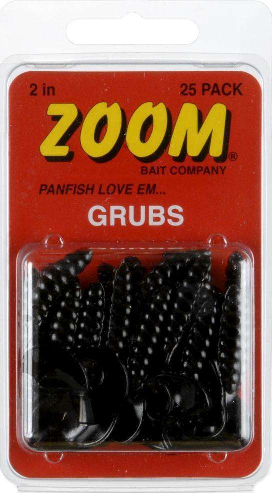 Zoom Black Unrigged Grubs 20 Pack 2'' - Swirltail Grubs Are Deadly To ...