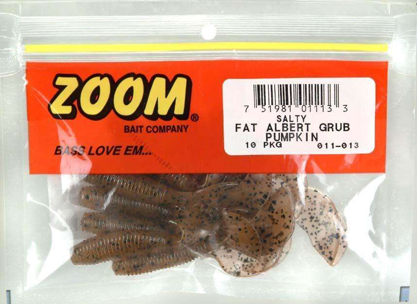 Zoom Pumpkin Fat Albert Grub Bait 10 Pack - Popular For Many Gamefish at Outdoor Shopping