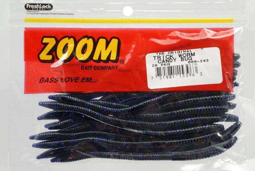 Zoom Trick Worm Per Pack Of 20 Candy Bug, 6.75" - For Top-Water Worming ...