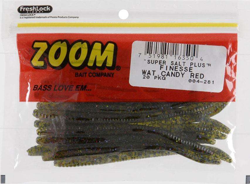 Zoom Watermelon Candy Red Finesse Worm Bait 20 Pack 4.75'' - Ideal For ...