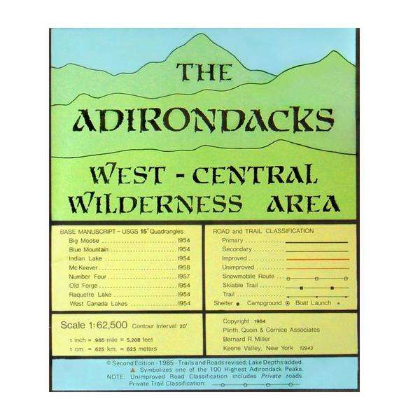 Adirondack Maps Adirondack Map W. Central Wild | OutdoorShopping.com at ...