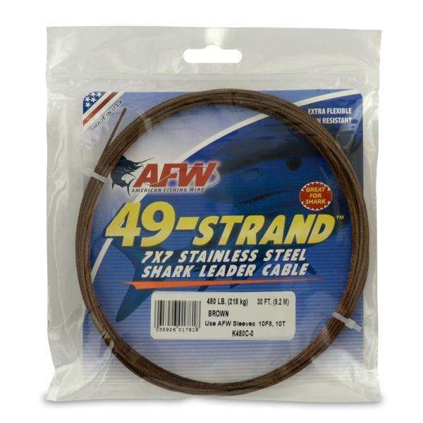 American Fishing Wire 49-Strand 7x7 Stainless Steel Shark Leader Cable ...