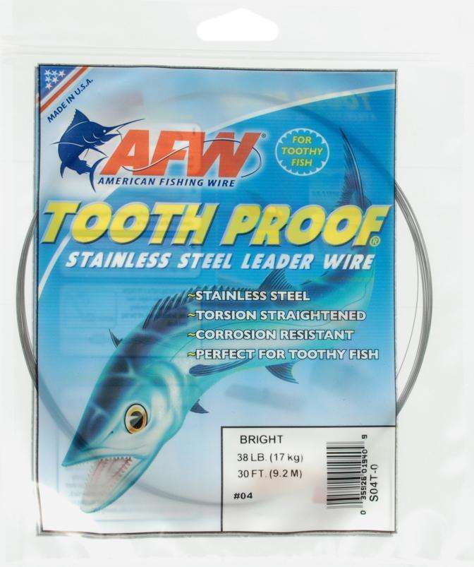 American Fishing Wire Bright Tooth Proof Stainless Steel Leader Wire 30 ...