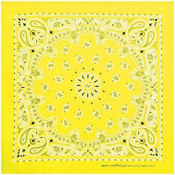 Carolina Manuf Neon Yellow Paisley Bandana - Recreational Use/Scarf ...