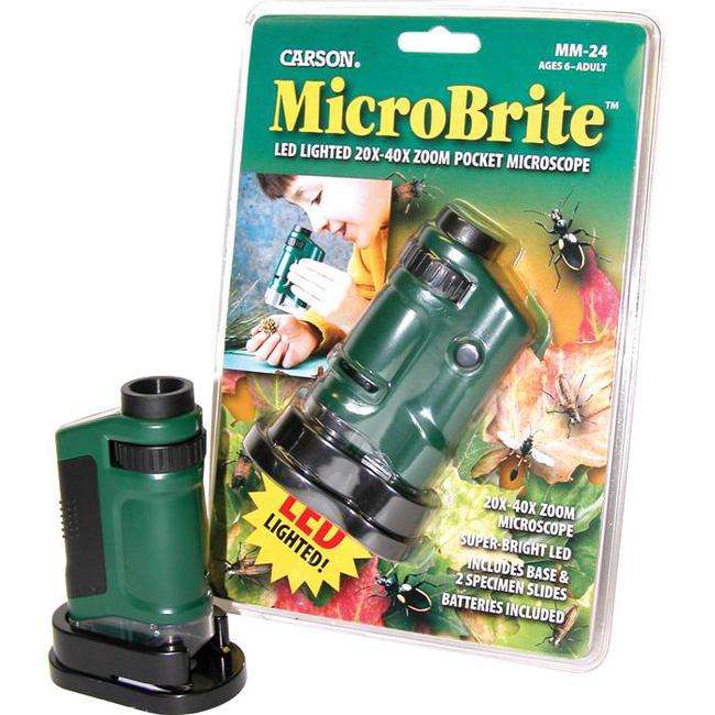Carson Optical Microbrite Kids Microscope 20X - Super-Bright Led/Pocket ...