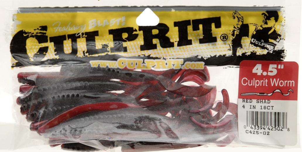Culprit Red Shad Worm Bait 18 Pack 4'' - Outperformed All Others/A ...