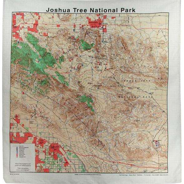 Joshua Tree National Park Topographic Map Bandana - 100% Cotton, 22'' X ...