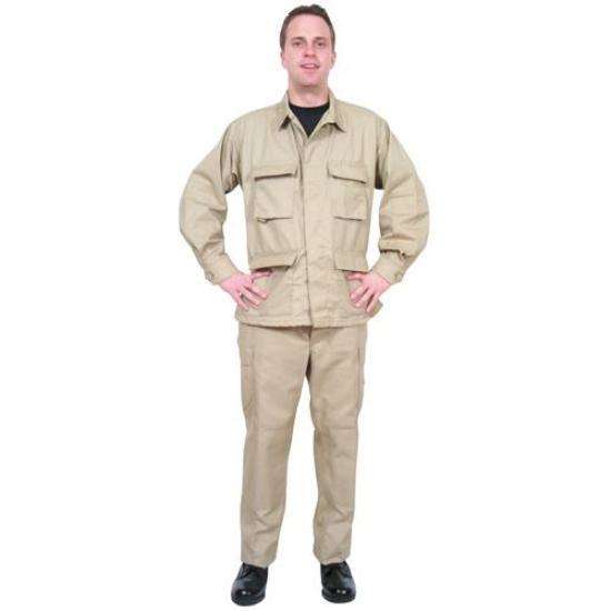 KHAKI SAND TAN BDU FATIGUE SHIRT - Poly/Cotton Rip-Stop Battle Dress ...