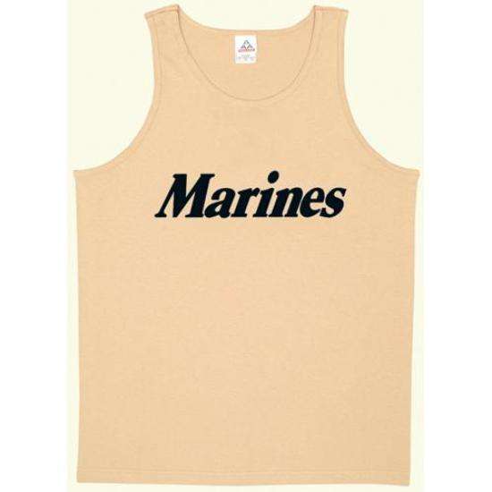 Khaki Tan Sand US MARINES BRANCH IMPRINTED TANK TOP - Physical Training ...