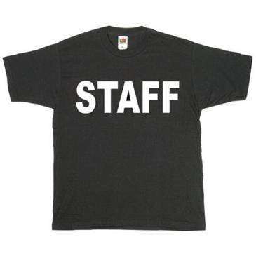 Small BLACK/WHITE LETTERING STAFF IMPRINTED/LOGO 2 SIDED T-SHIRT (Short ...