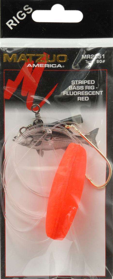 Matzuo Fluorescent Red Heavy Duty Striped Bass Rig 42'' Size 3/0 - High ...