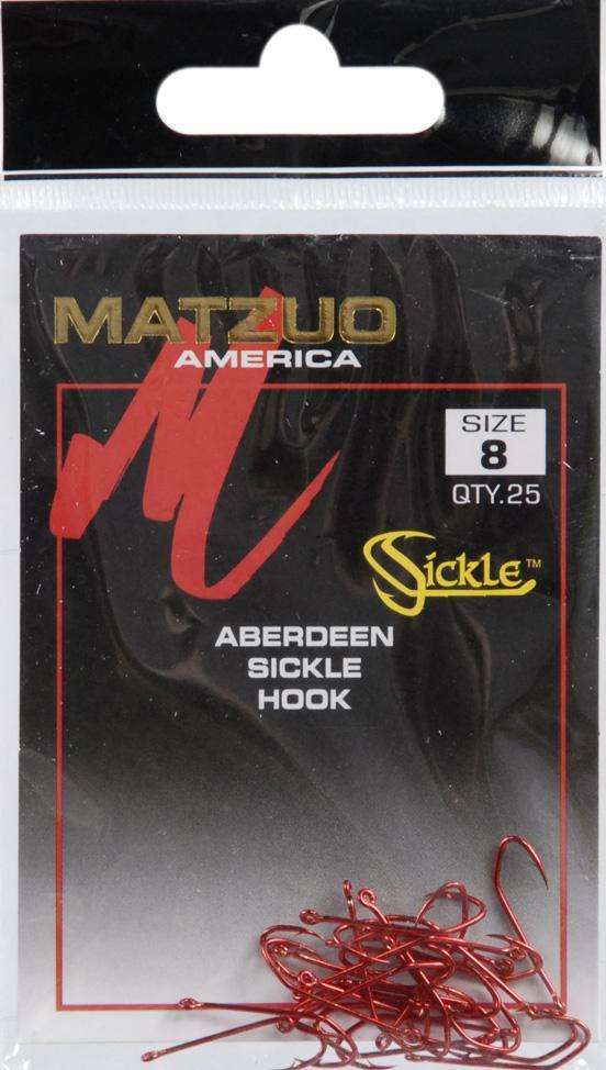 Matzuo Sickle Aberdeen Hook 25 Pack Size 8 - Specially Tempered Hooks ...
