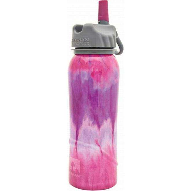 Nathan Steel Pink Tie Dye Water Bottle 24 Ounce Oz - Flip Straw Cap ...