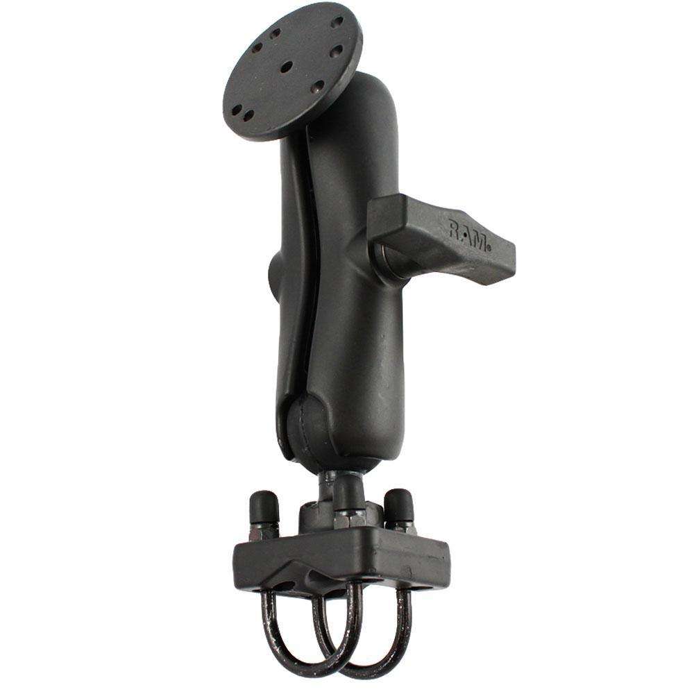 RAM Mount Double U-Bolt Rail Mount w/Round Base - Marine Grade Aluminum ...