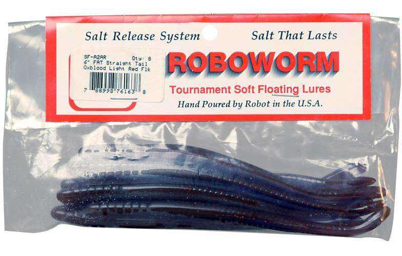 Roboworm Oxblood Light Red Flake Straight Tail 10 Per Pack 6" - Usa ...
