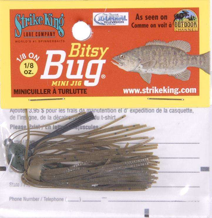 Strike King Lure Black/Blue Bitsy Bug Jig 1/8 Ounce - Snagless ...