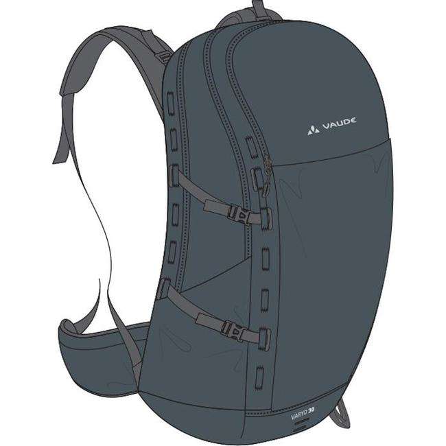 Vaude Black Varyd 30 Liter Sporty Mid-Sized Backpack - Front Zip Pocket ...