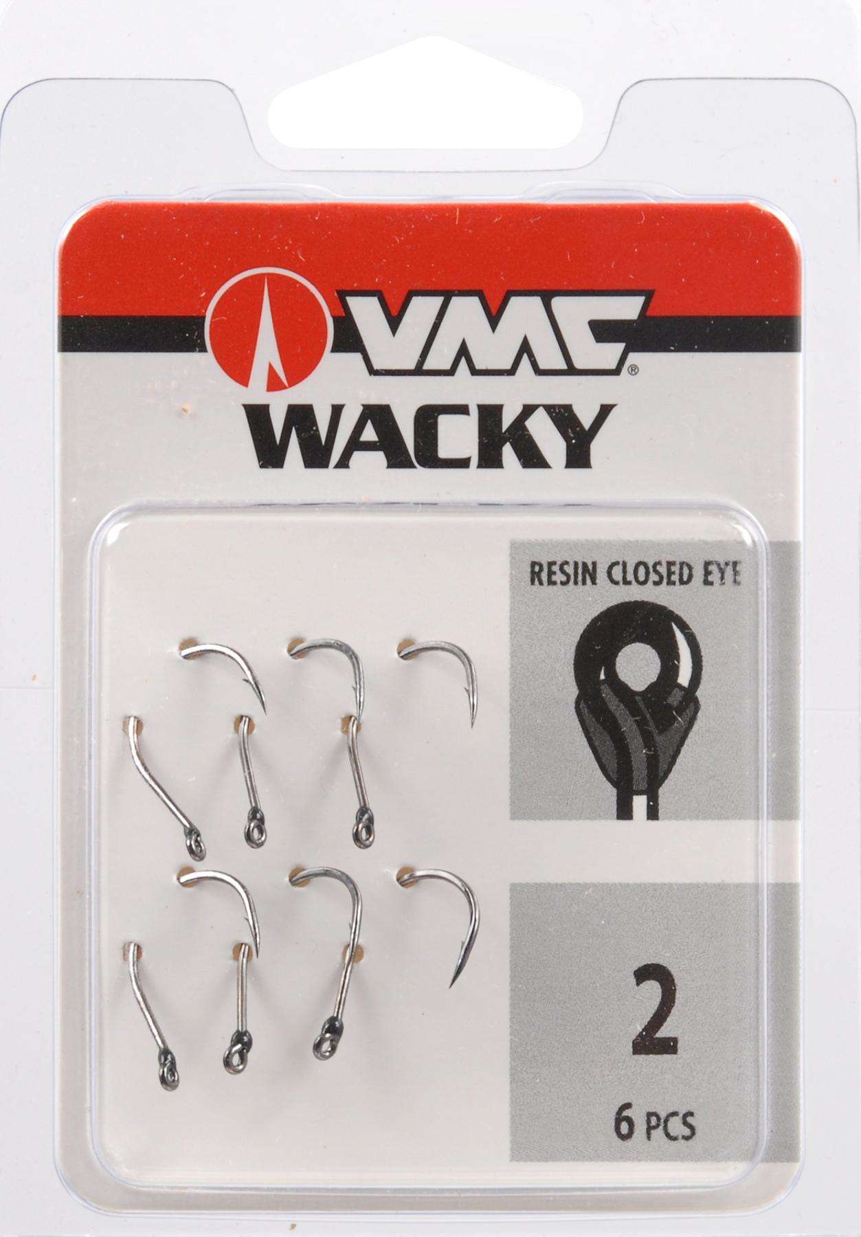 VMC Black Nickel Wacky Hook 6 Per Pack Size #4 - Resin Closed Eye ...